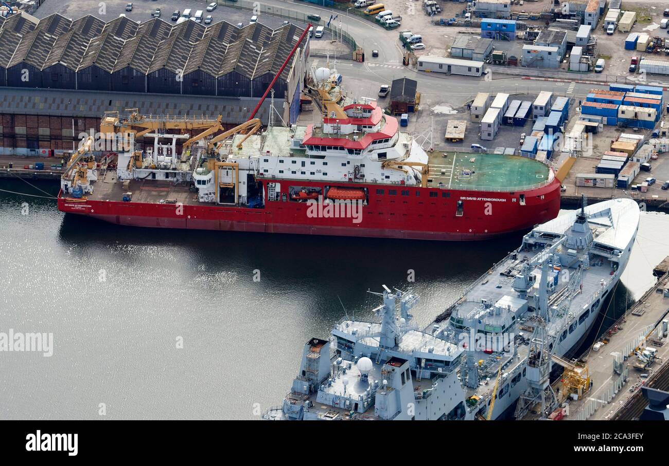 The new Antarctic survey ship RRS Sir David Attenborough at Cammell ...