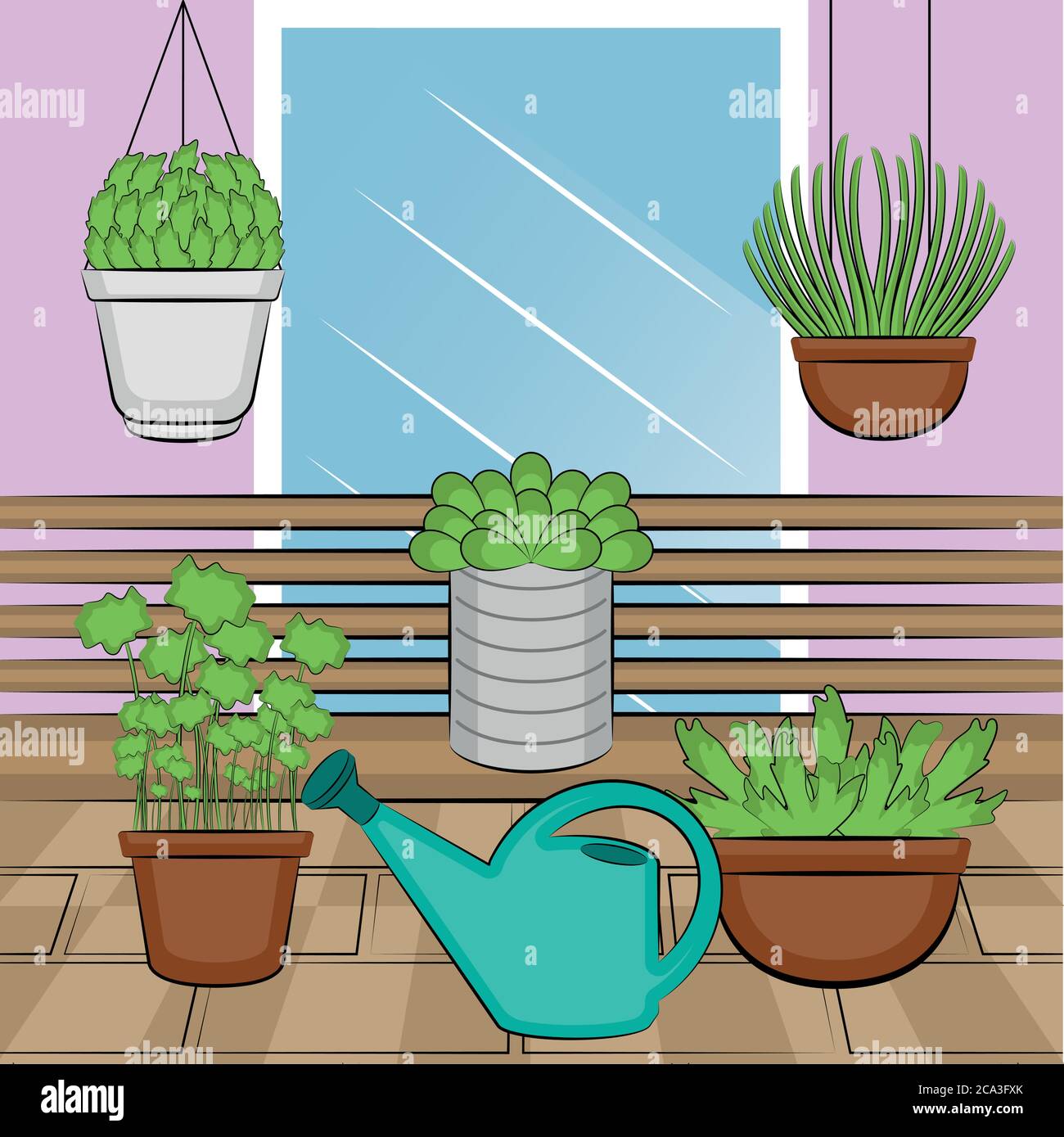 Urban farming. Urban gardening. Organic food and spices garden - Vector ...