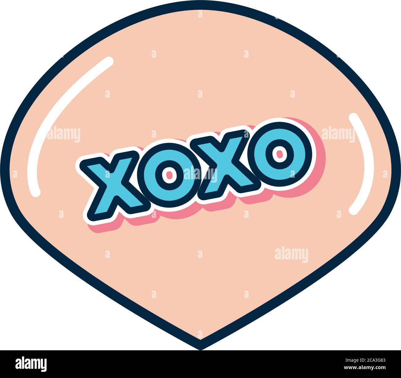 slang bubbles concept, decorative circle with xoxo word over white ...