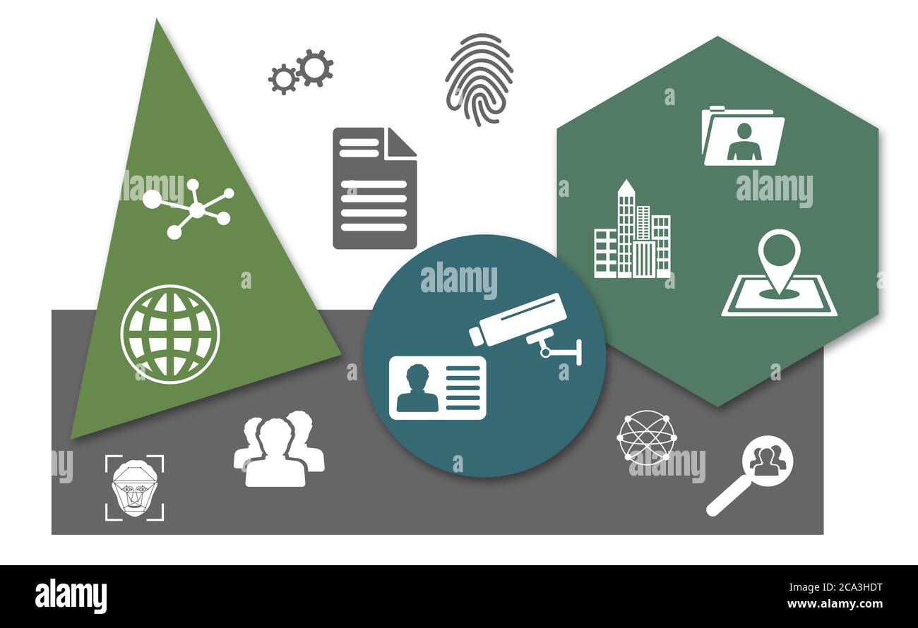 Concept of cctv with icons on geometric shapes background Stock Photo ...