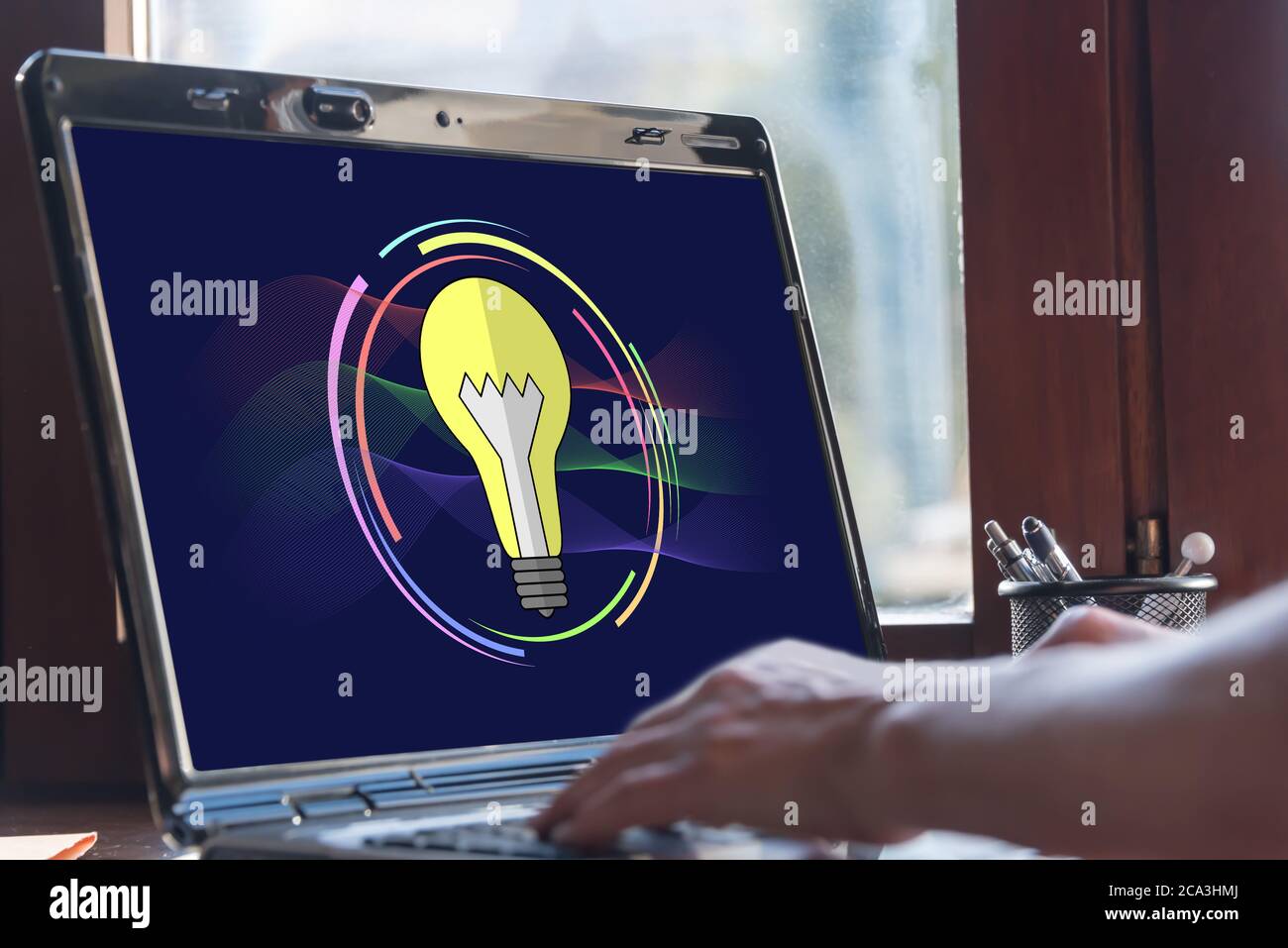 Laptop screen displaying an innovation concept Stock Photo - Alamy
