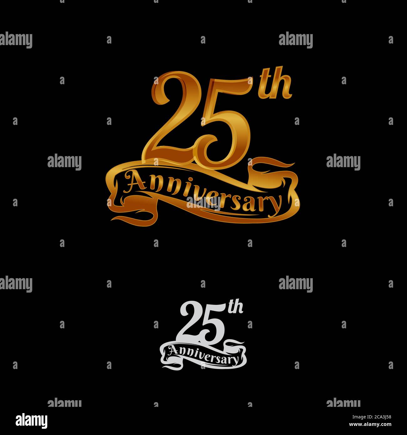 25 years anniversary celebration design with thin number shape golden ...