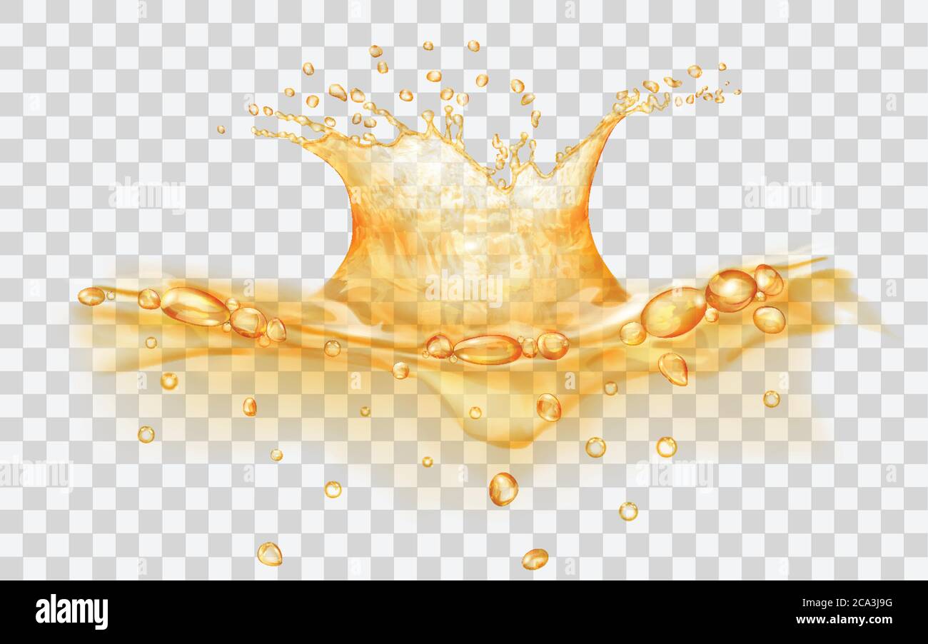 Translucent water surface with crown and drops from falling object ...