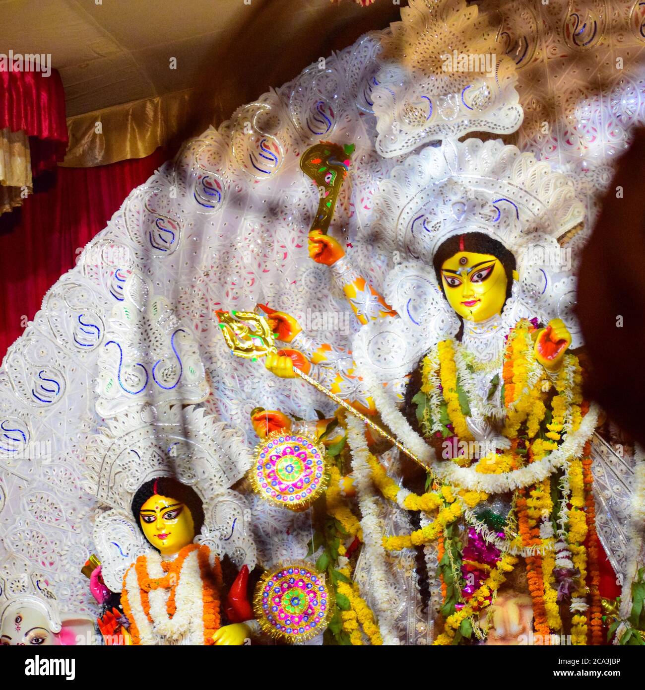 Goddess Durga with traditional look in close up view at a South Kolkata ...