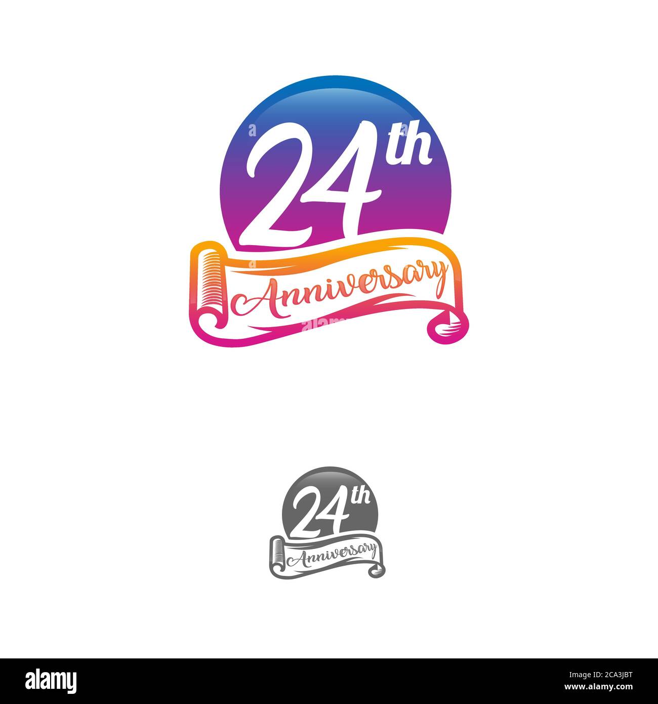 24 years anniversary logo template isolated on white, black and white ...
