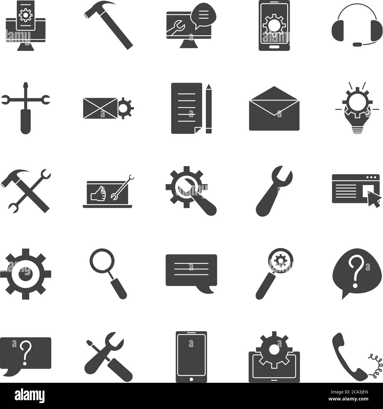 computer and Technical service icon set over white background ...