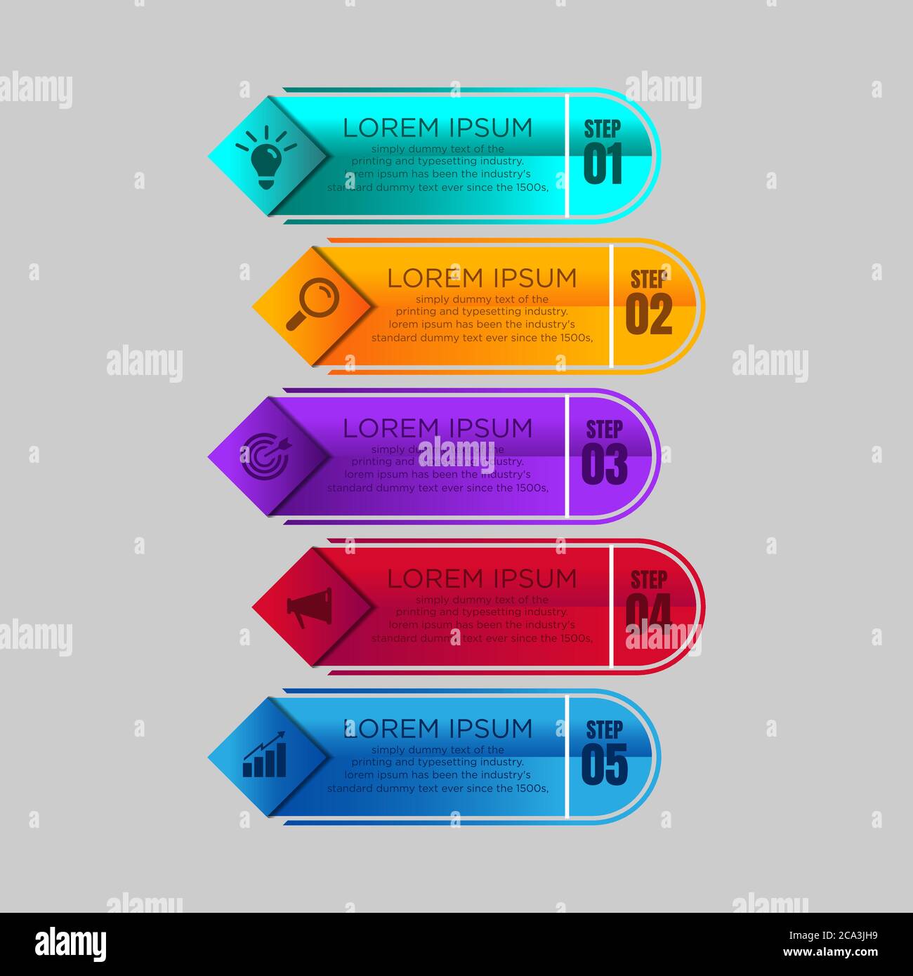 Five steps process chart slide template. Business data. Flow, diagram ...