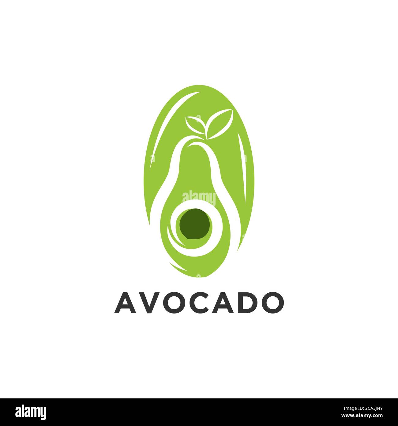 Avocado fruit logo template. Avocado half with leaf vector design ...