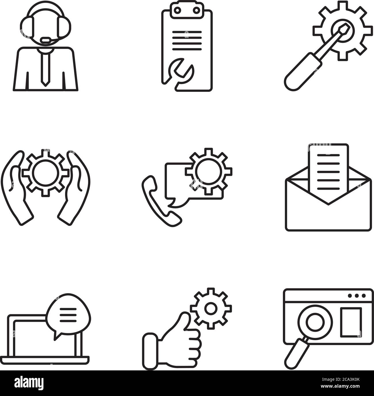 laptop computer and Technical service icon set over white background ...