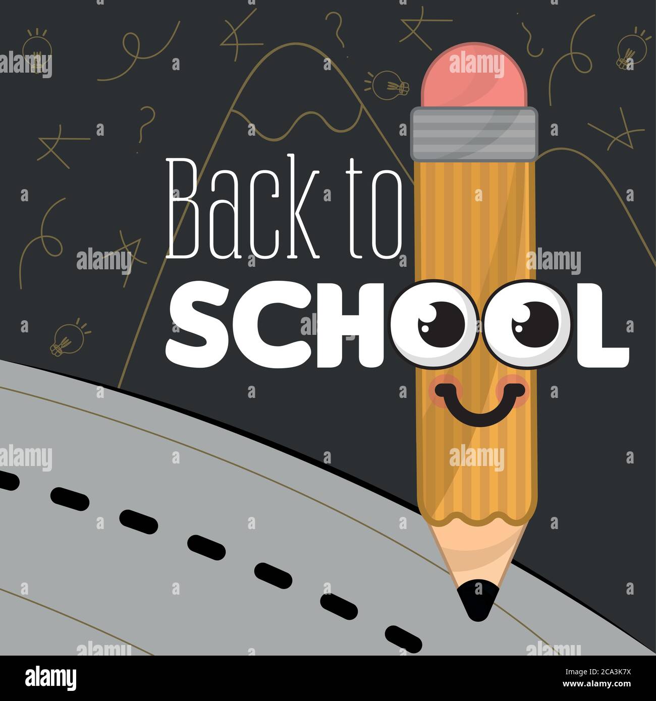 Back to school poster. Happy pencil cartoon - Vector Stock Vector Image ...