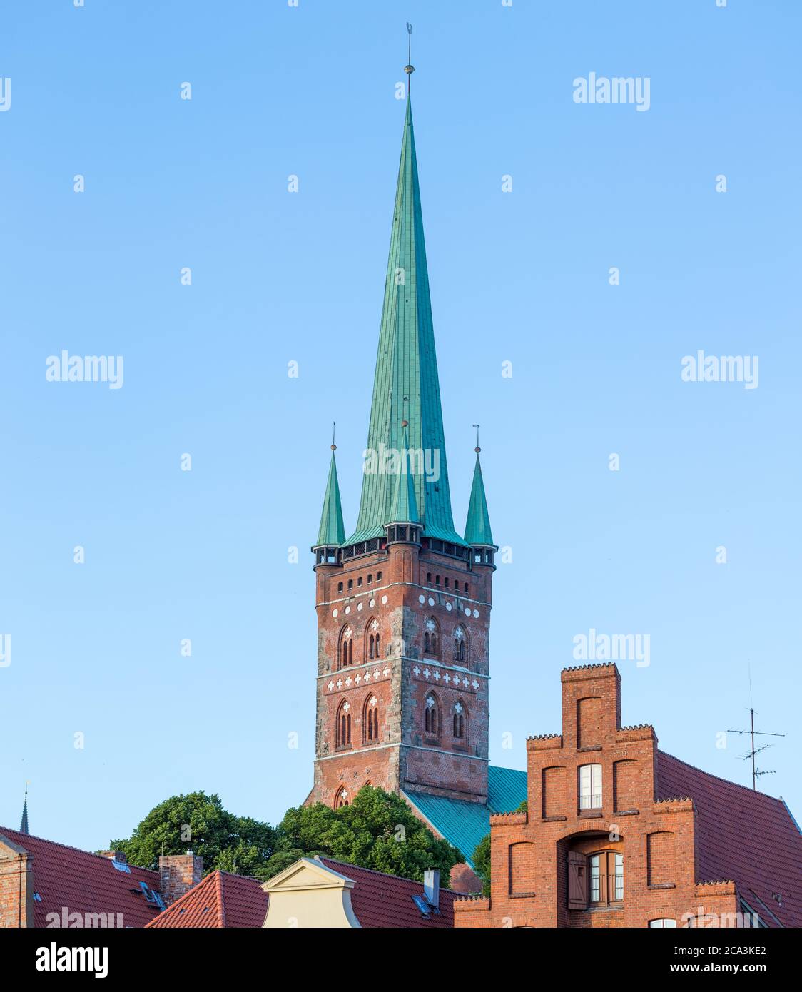 View on church St. Petri. The tower with viewing platform has a height ...