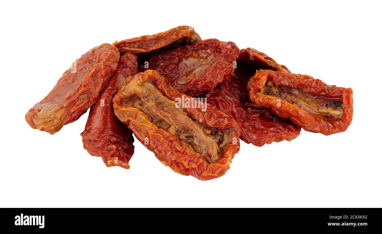 Group of sun dried tomatoes isolated on a white background Stock Photo ...