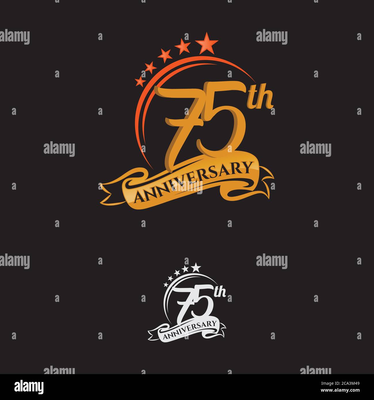 75 years anniversary celebration design with thin number shape golden ...
