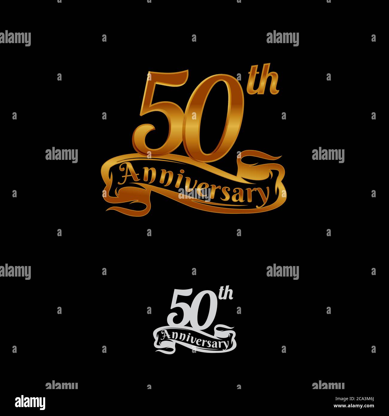 50 years anniversary celebration design with thin number shape golden ...