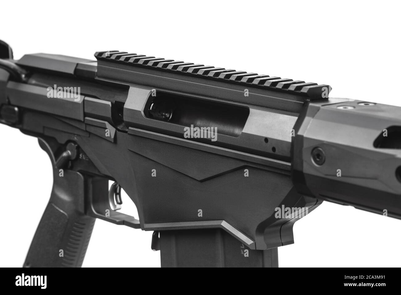 Modern sniper rifle without telescopic sight isolate on white ...