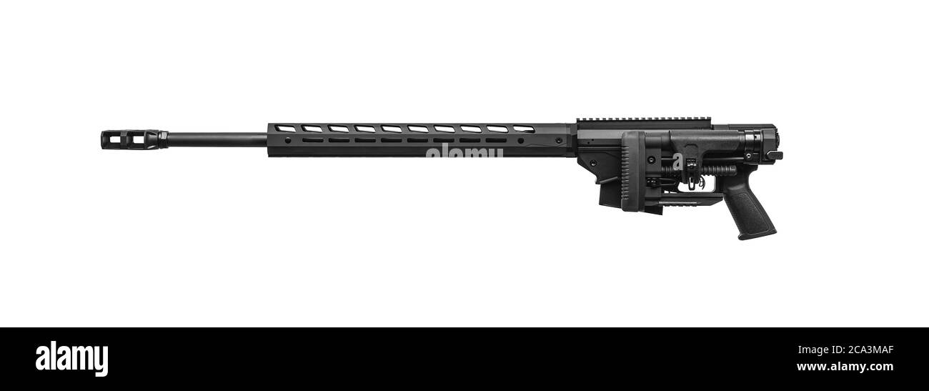 Modern sniper rifle without telescopic sight isolate on white ...