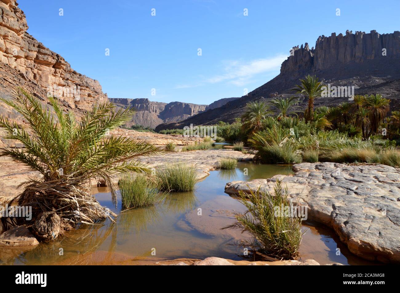 Algeria, Illizi, Tassili N'Ajjer National Park: rain-filled pool ...