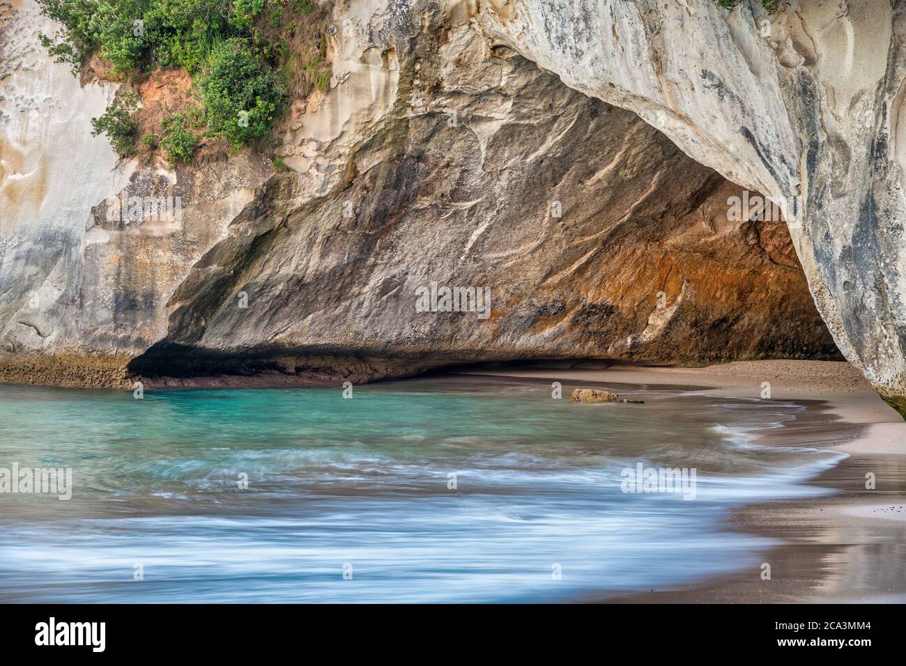 Cathedral Cove at sunset, Coromandel Peninsula, New Zealand Stock Photo ...