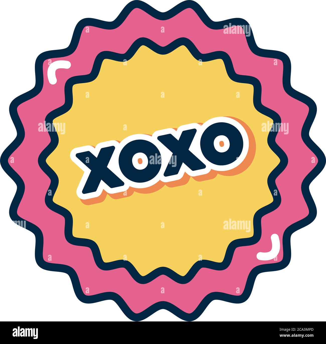 slang bubble concept, seal stamp with xoxo word over white background ...
