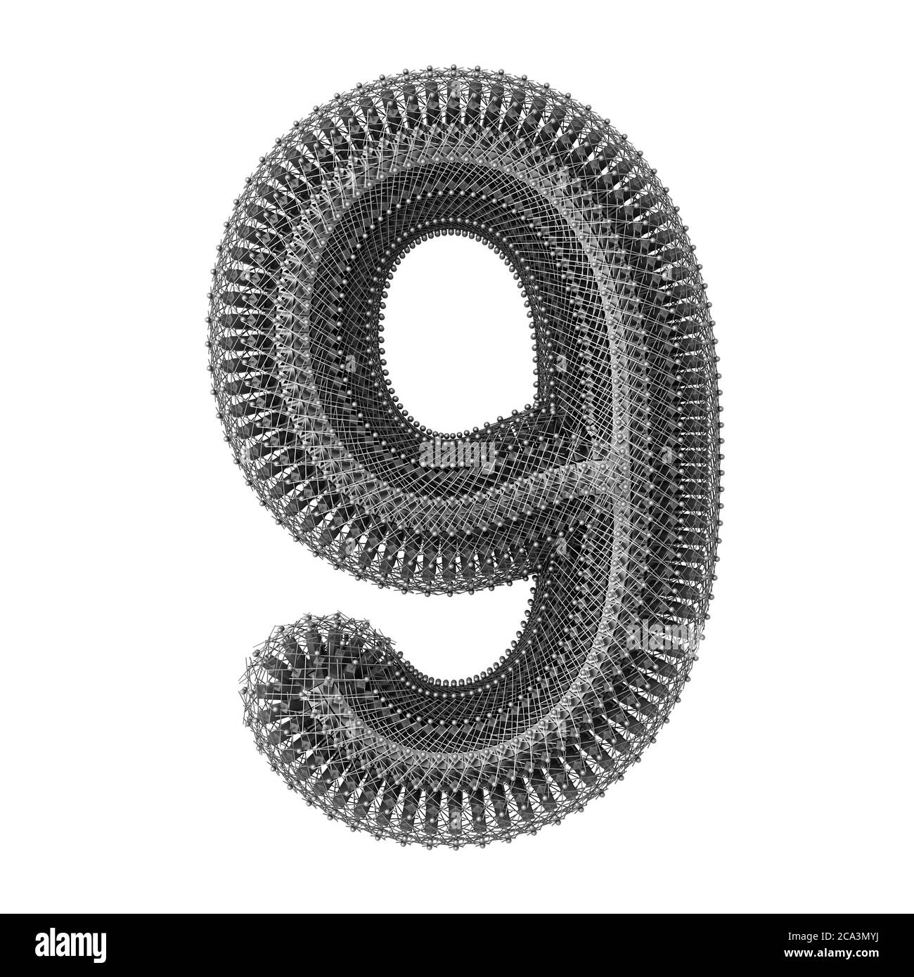 3d Metal wire isolated creative number 9 Stock Photo - Alamy