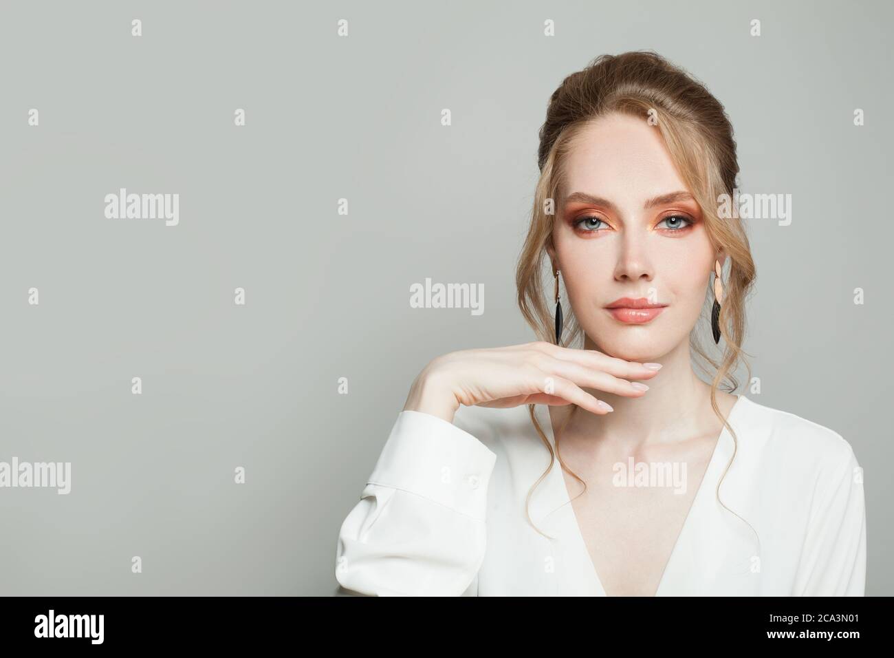 Beautiful model woman with healthy clear skin. Facial treatment and ...