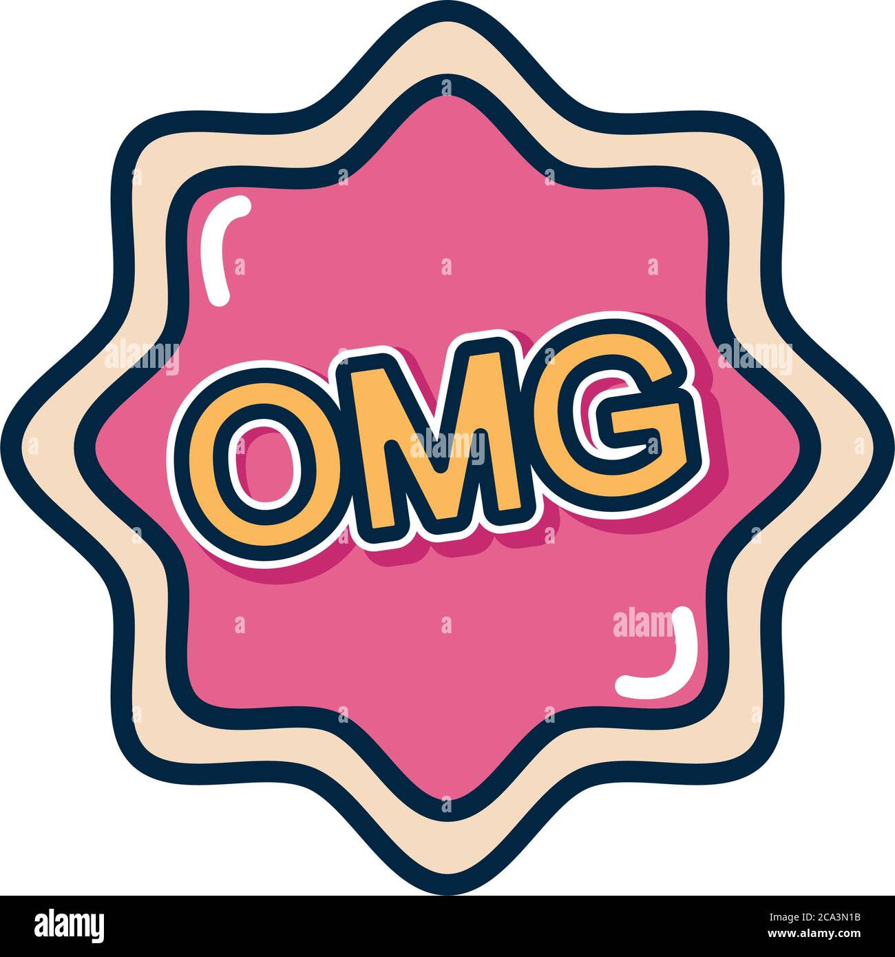 slang bubbles concept, seal stamp with omg word icon over white ...