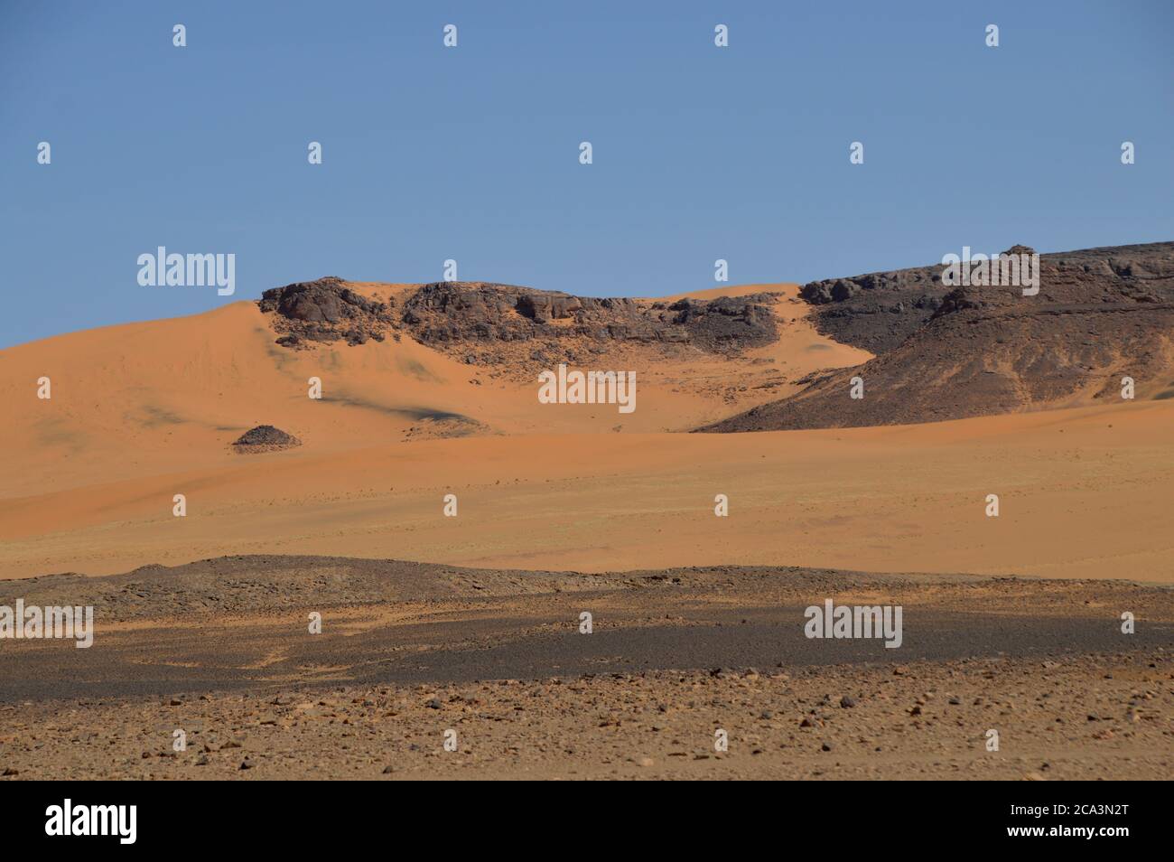 Algeria, Illizi, Tassili N'Ajjer National Park: distant sand dunes ...