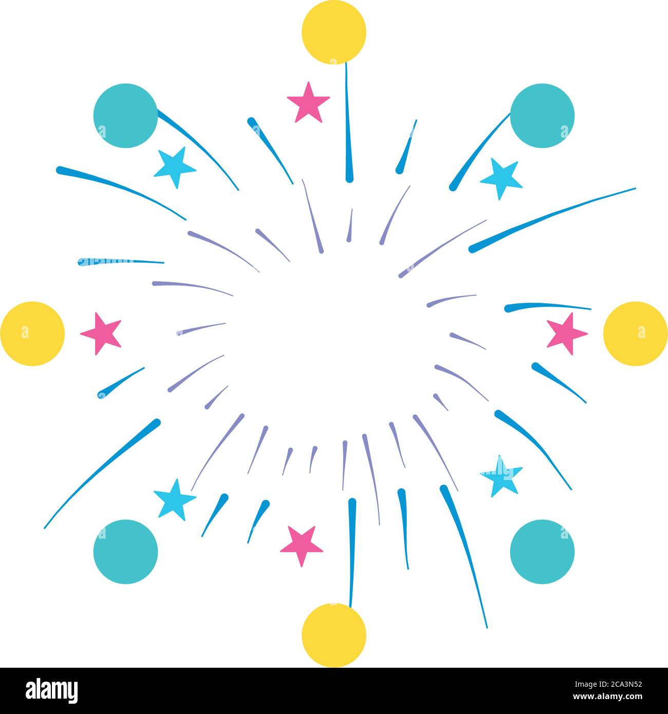 decorative circles and stars fireworks burst icon over white background ...