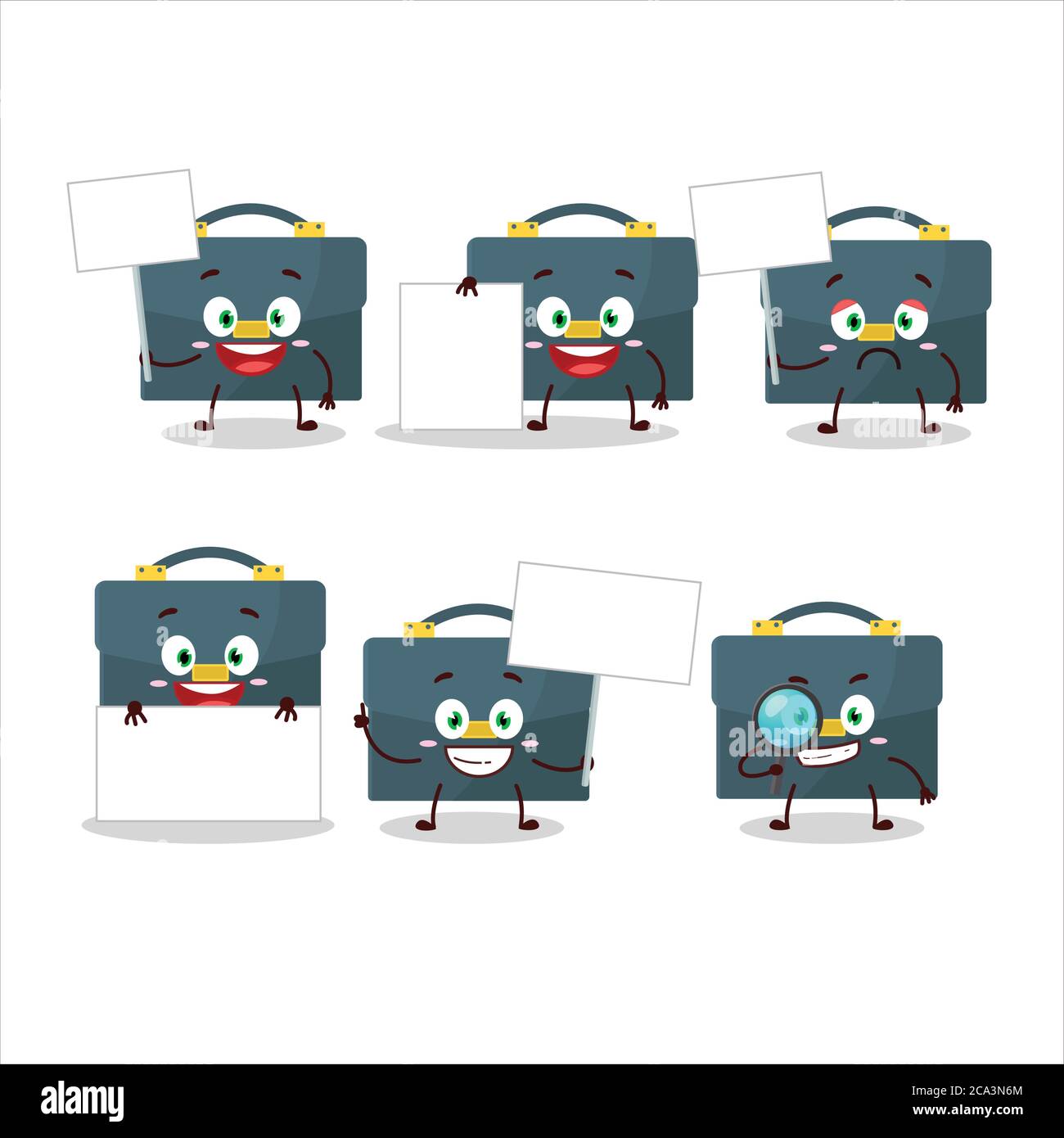 Briefcase cartoon in character bring information board Stock Vector ...