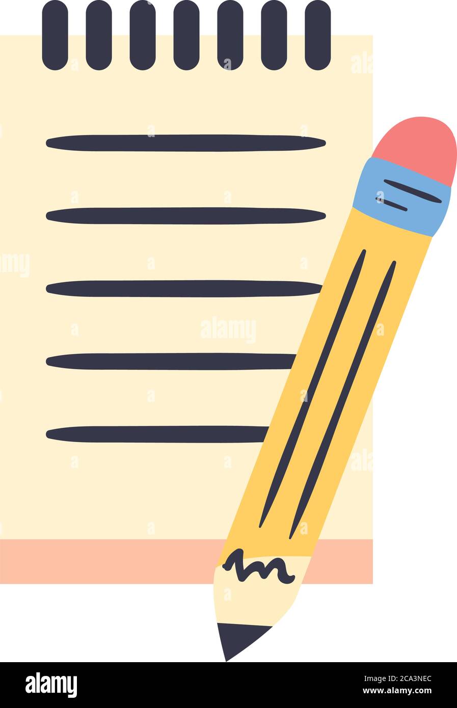 Pencil with notebook line and fill style icon design, write office ...