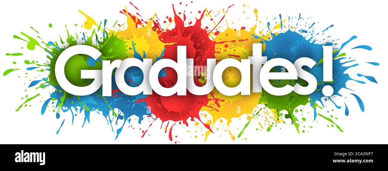 graduate word in splash’s background Stock Photo - Alamy