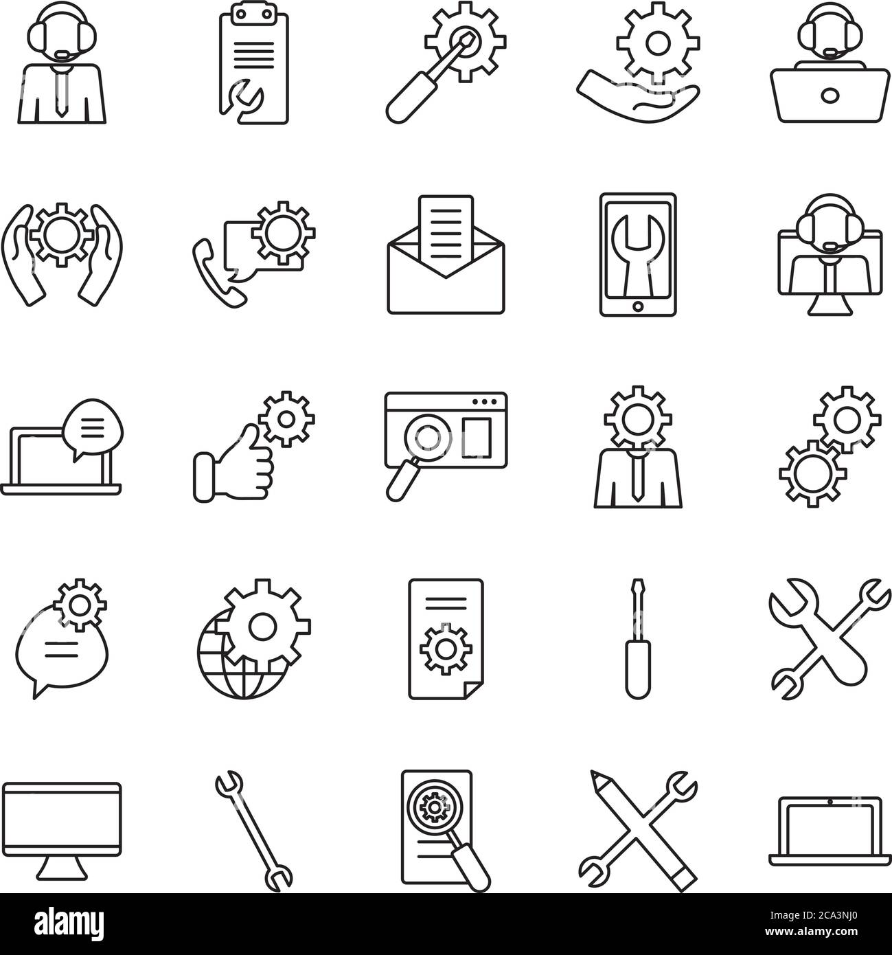 screwdriver tool and technical service icon set over white background ...