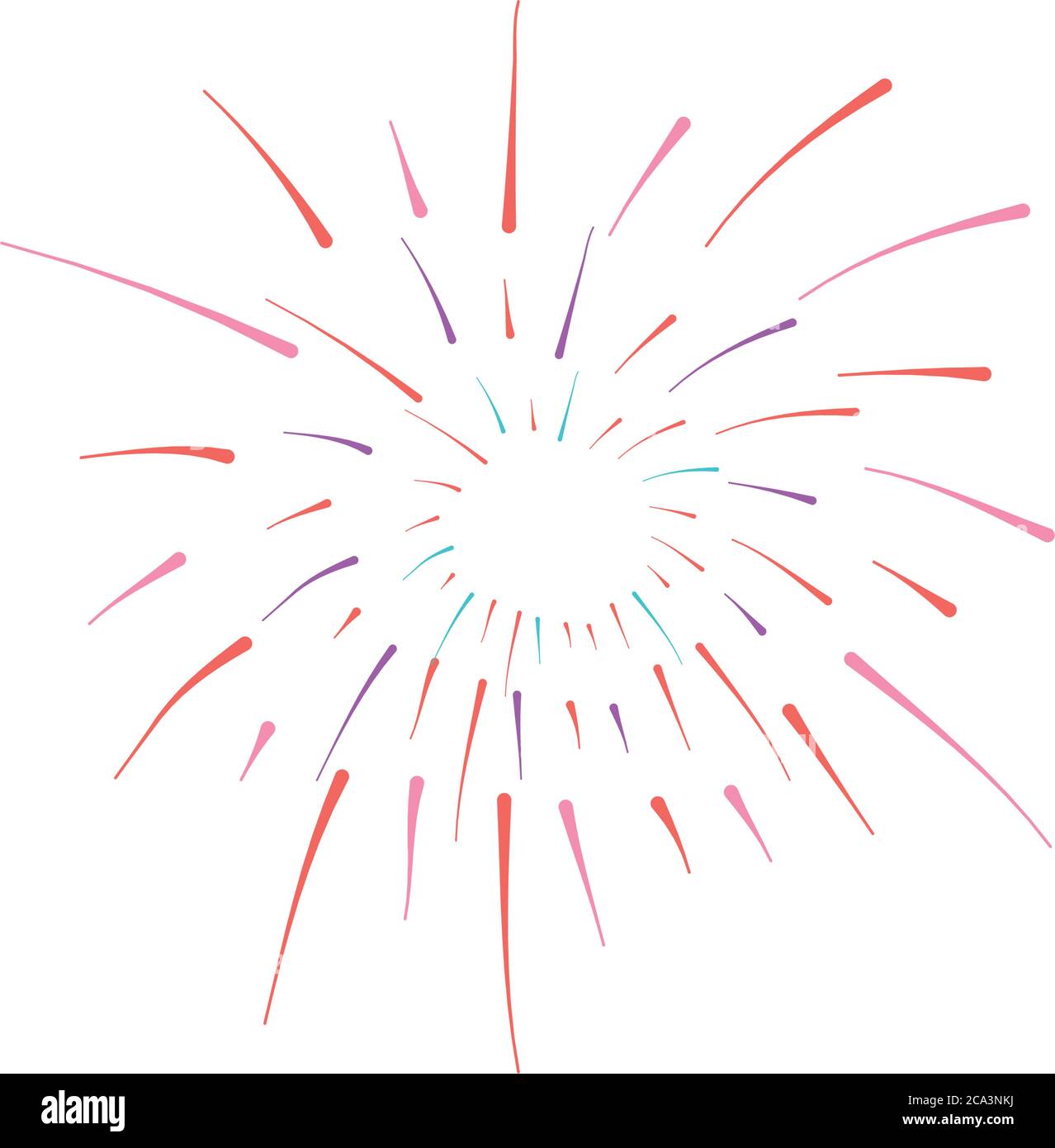 round burst of fireworks over white background, flat style, vector ...