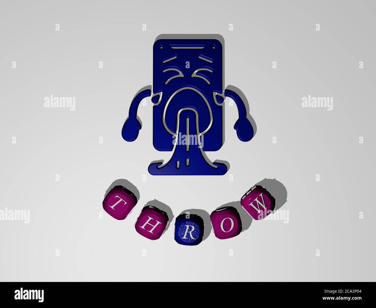 3D representation of throw with icon on the wall and text arranged by ...