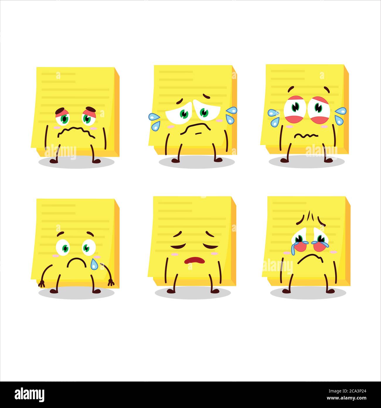 Sticky notes yellow cartoon character with sad expression Stock Vector ...