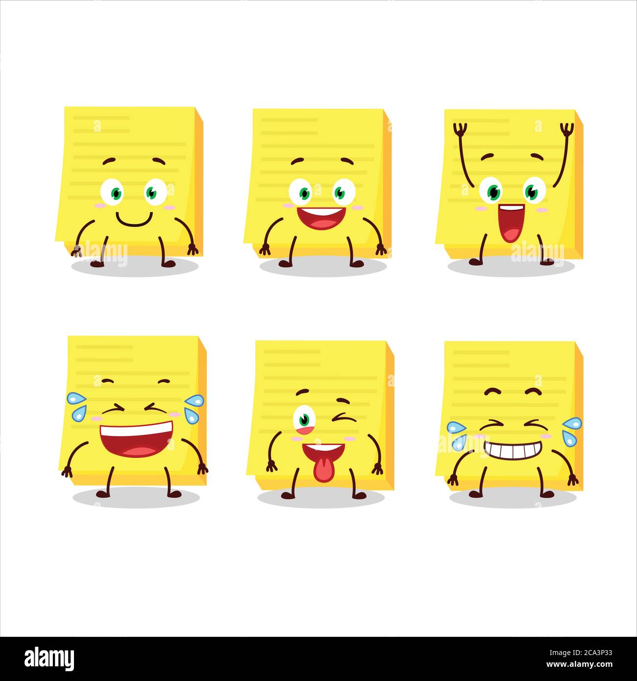 Cartoon character of sticky notes yellow with smile expression Stock ...