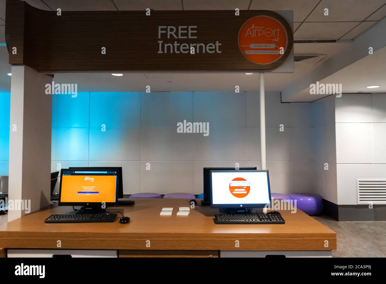 Interior inside computer station internet access hi-res stock ...