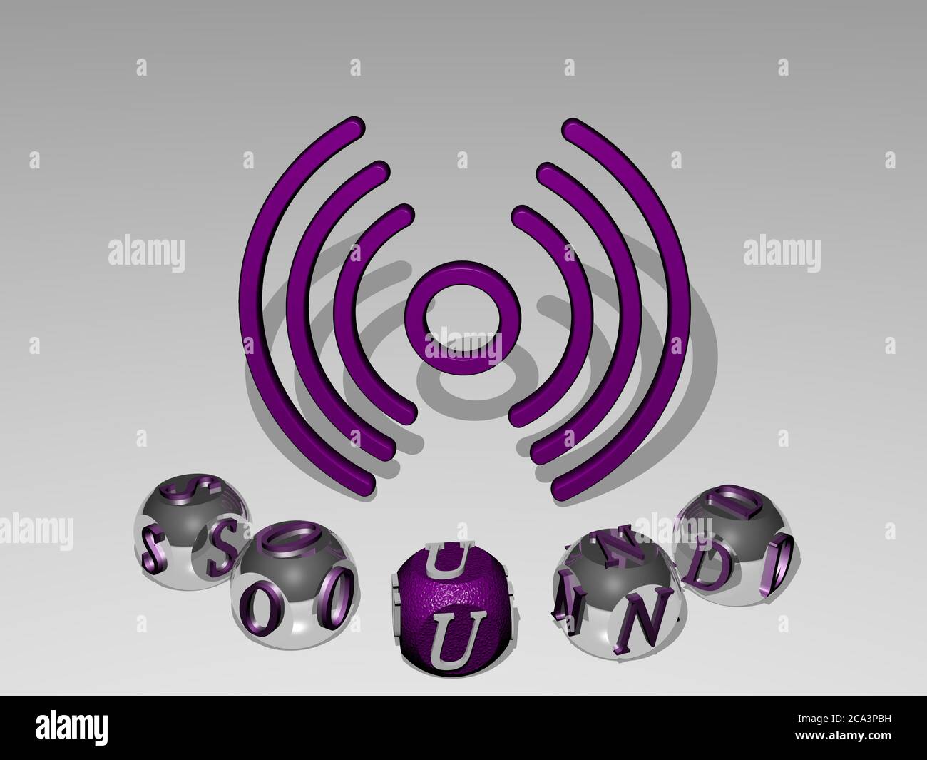 3D representation of SOUND with icon on the wall and text arranged by ...