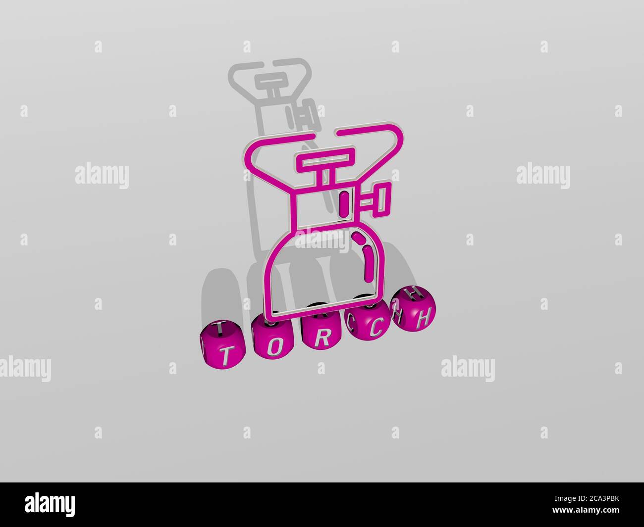 3D illustration of TORCH graphics and text made by metallic dice ...