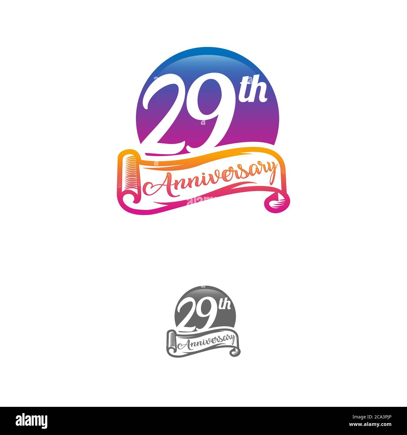 29 years anniversary logo template isolated on white, black and white ...