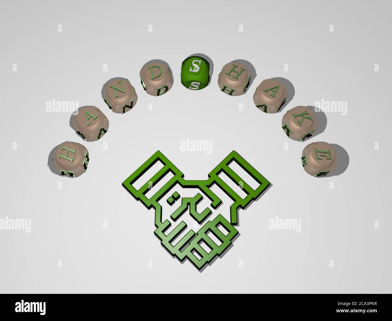 3D illustration of HANDSHAKE graphics and text around the icon made by ...