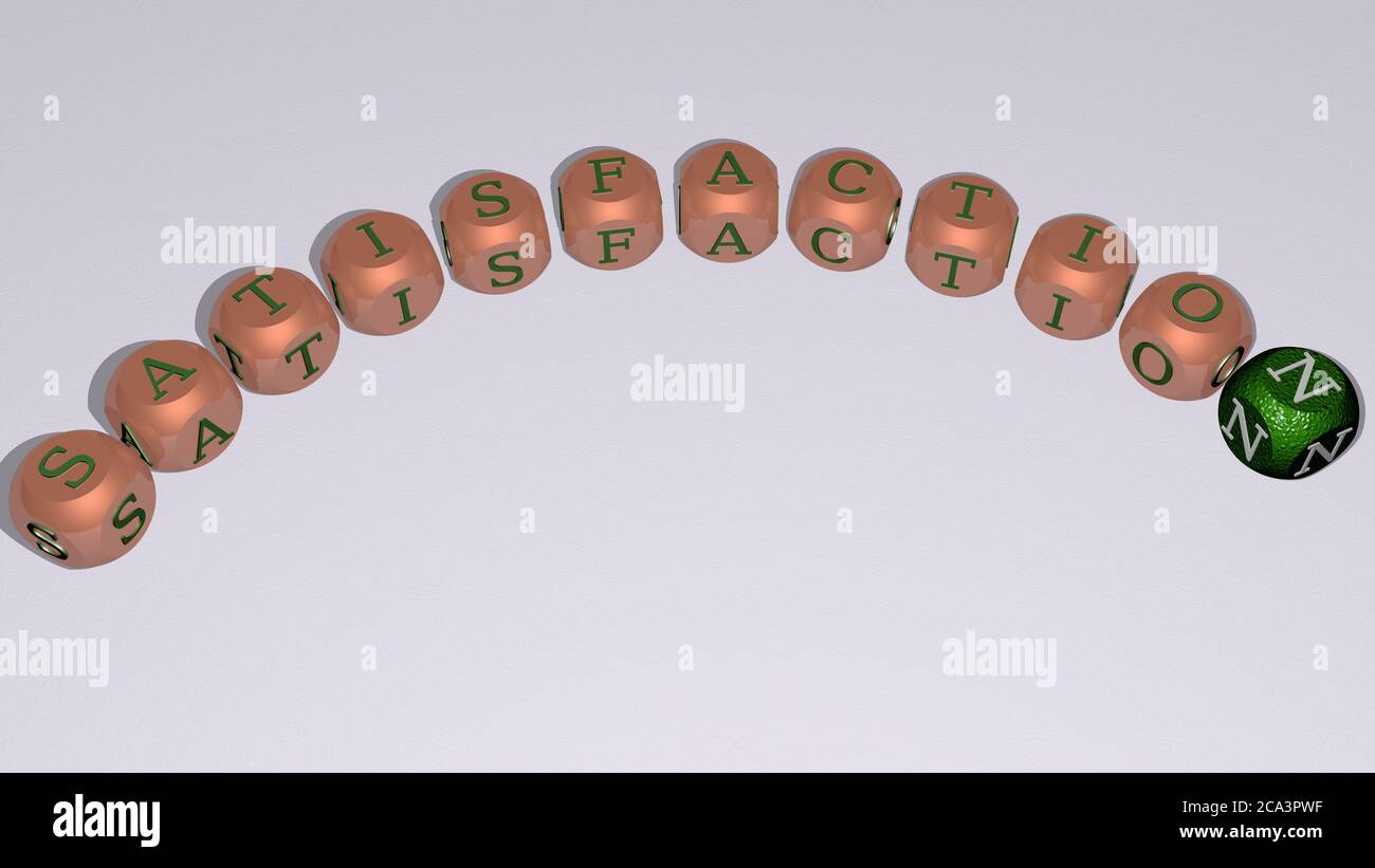 SATISFACTION combined by dice letters and color crossing for the ...