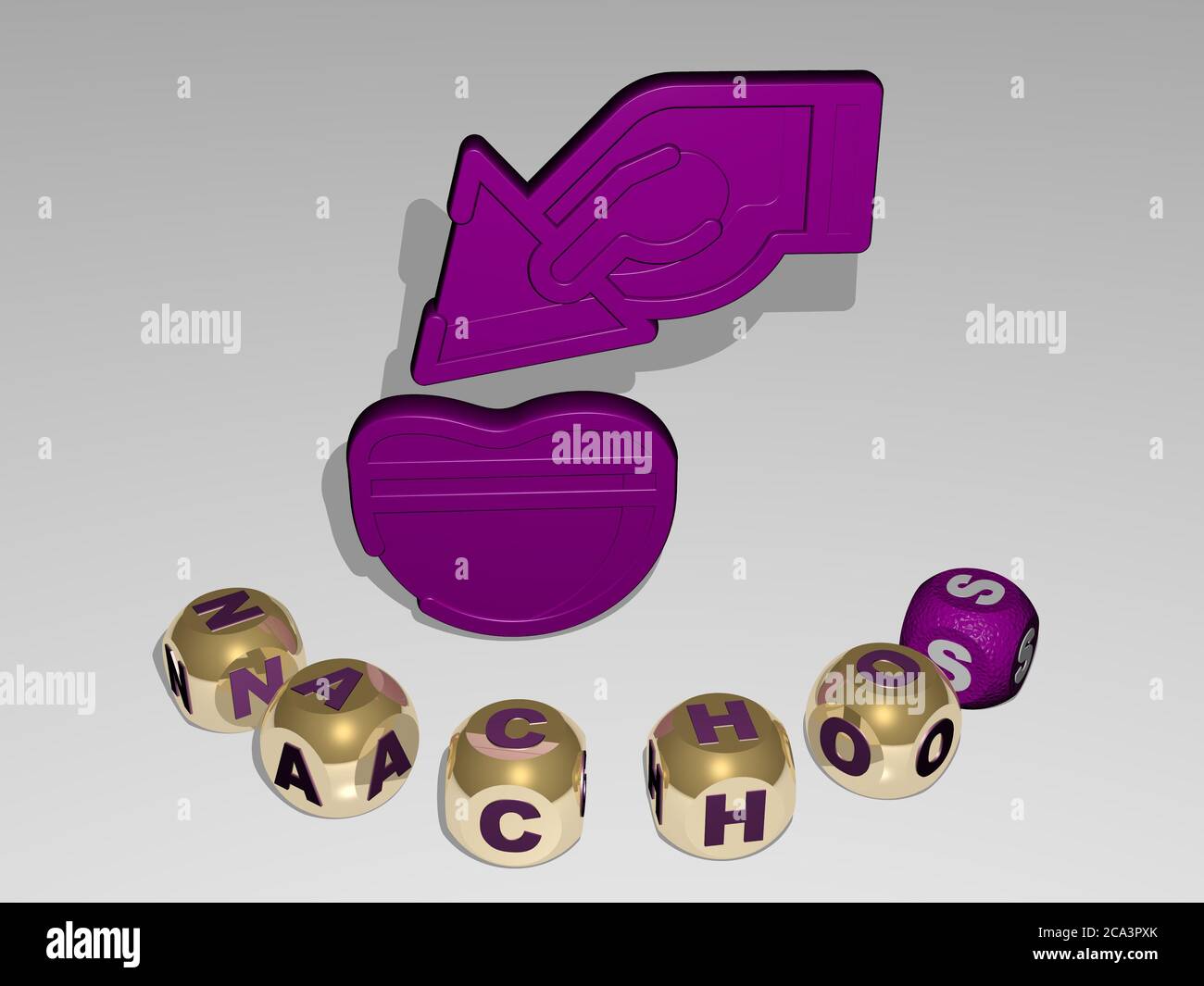 3D representation of nachos with icon on the wall and text arranged by ...