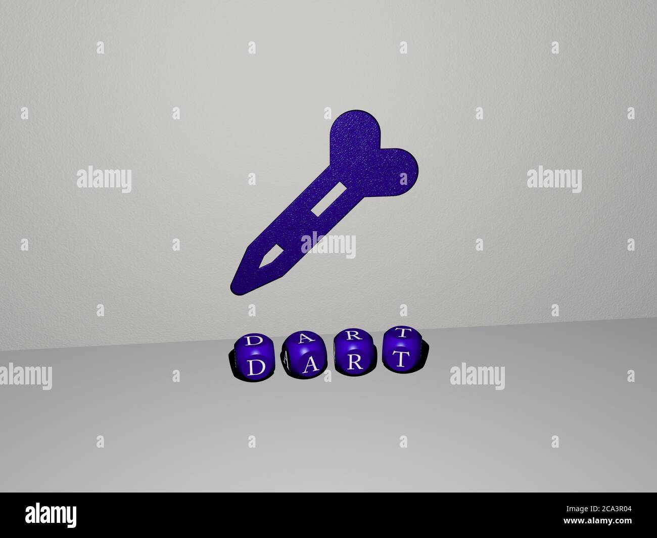 3D illustration of DART graphics and text made by metallic dice letters ...