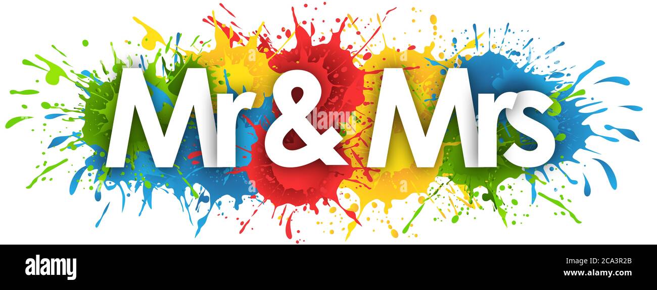 mr & mrs word in splash’s background Stock Photo - Alamy