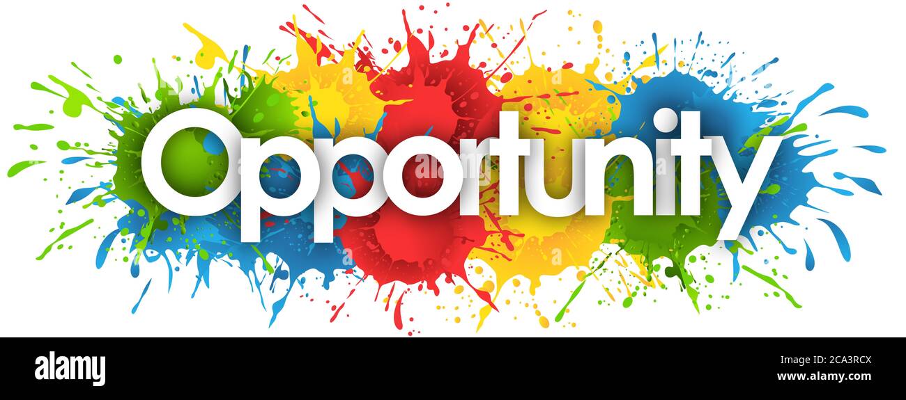 opportunity word in splash’s background Stock Photo - Alamy