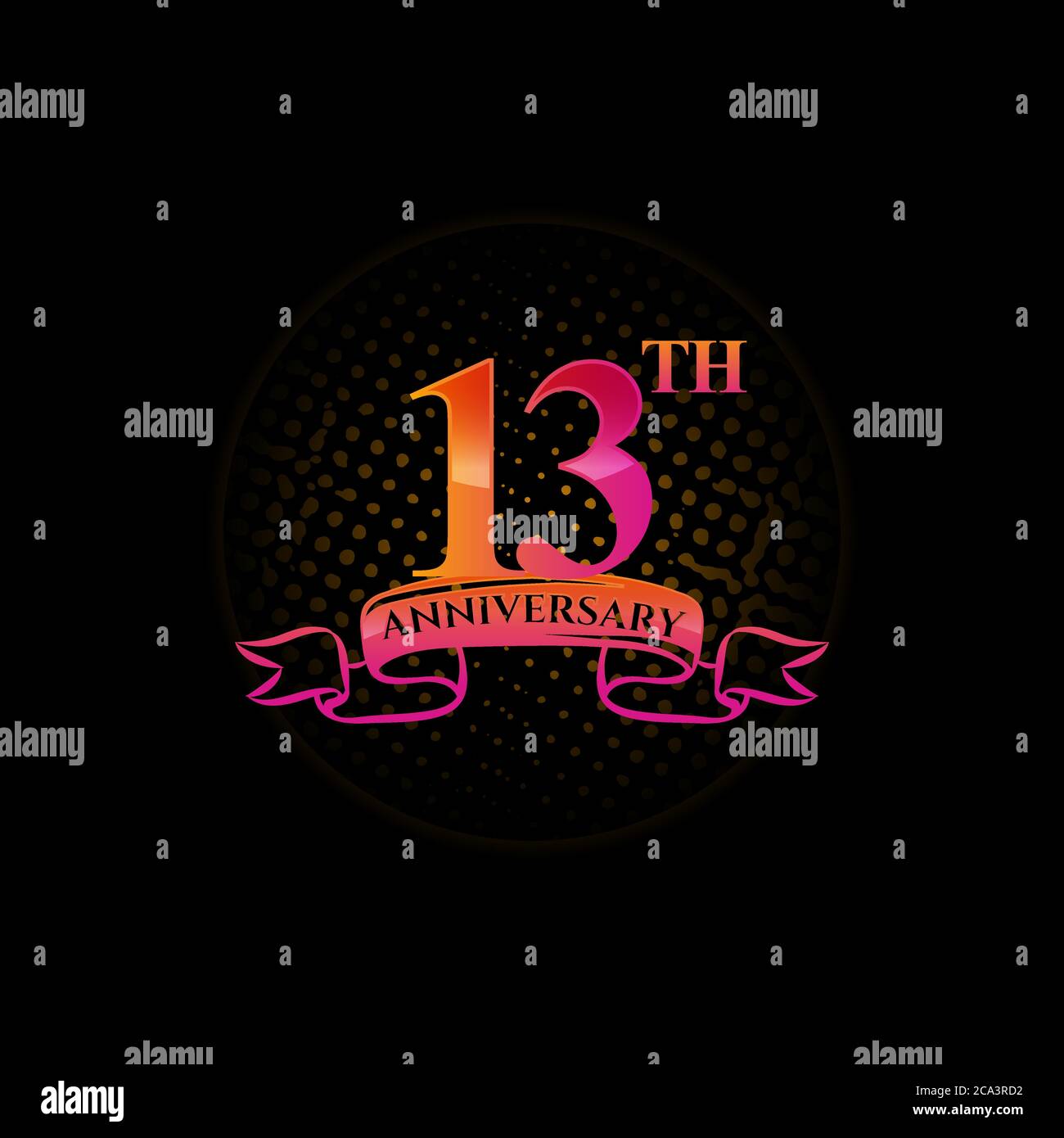 Celebrating the 13th anniversary logo, with gold rings and gradation ...