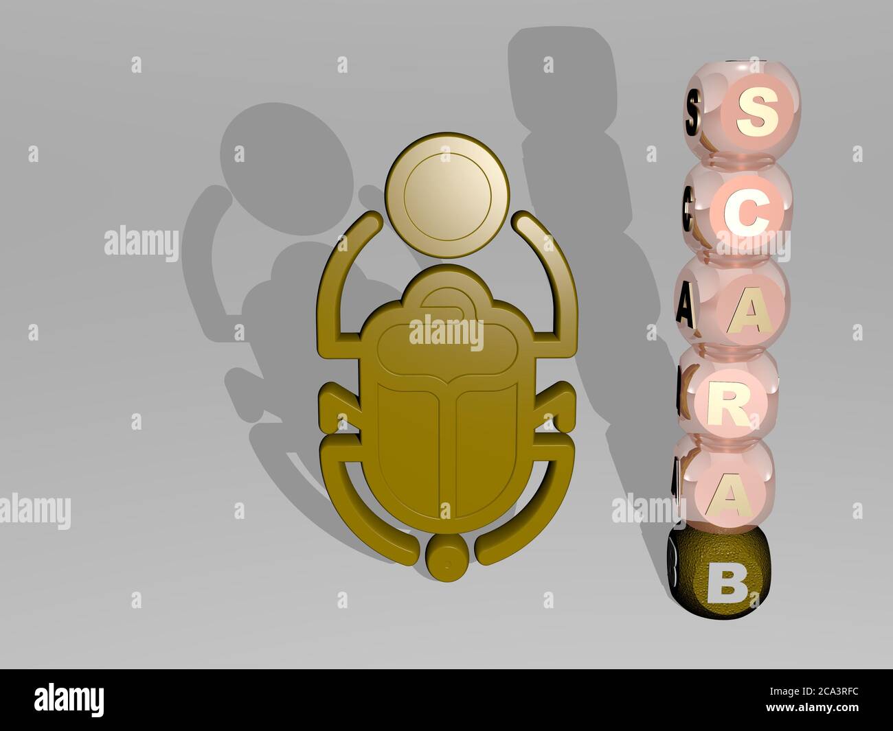 3D representation of SCARAB with icon on the wall and text arranged by ...