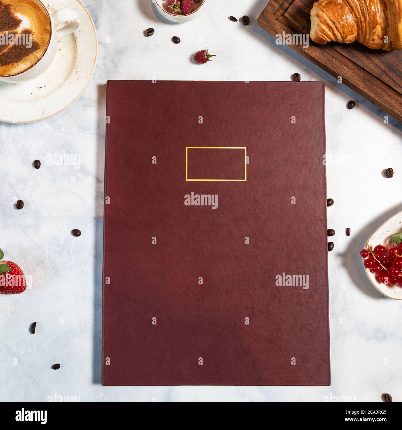 Luxury restaurant menu book top view Stock Photo - Alamy