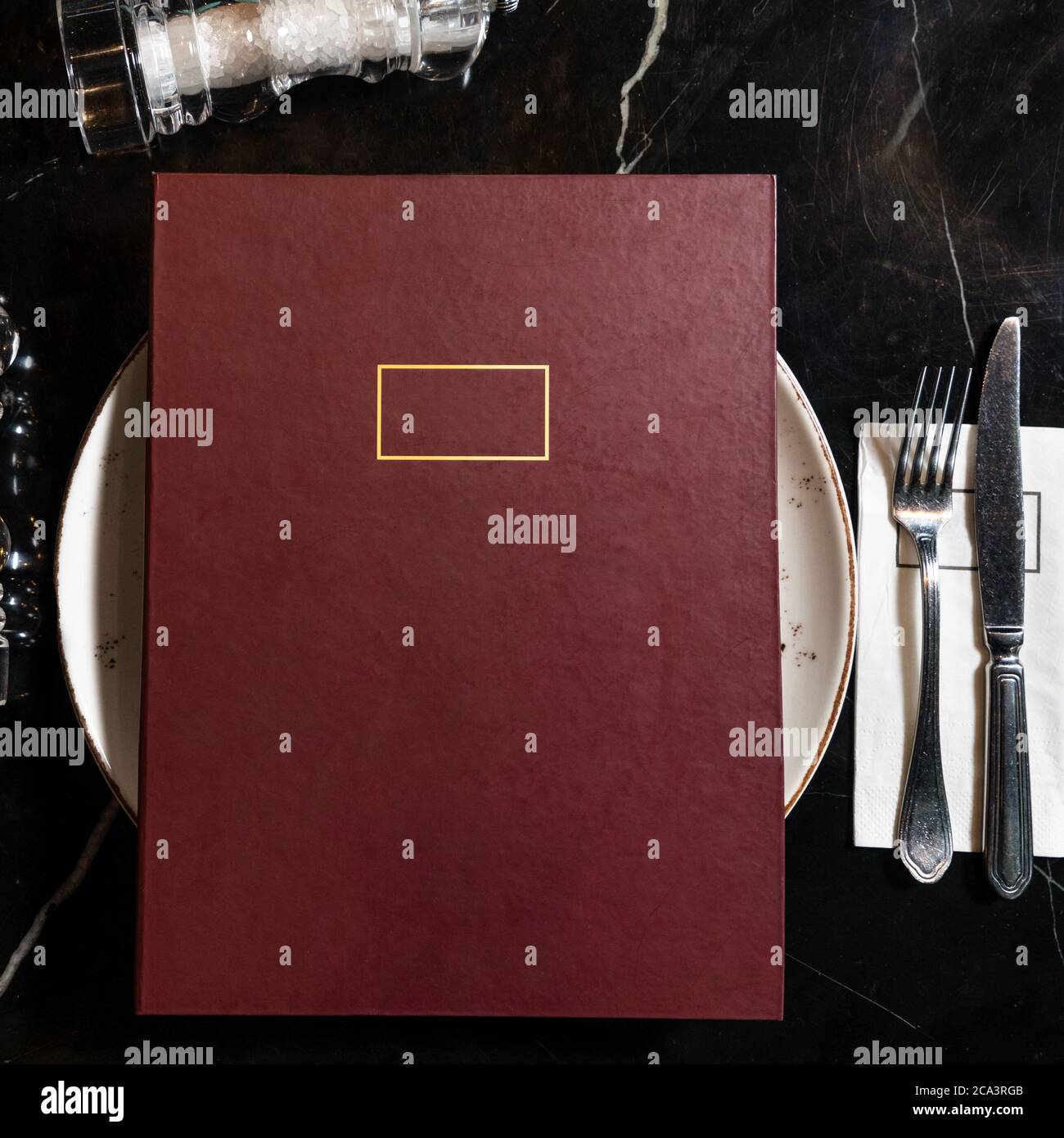 Luxury restaurant menu book top view Stock Photo - Alamy